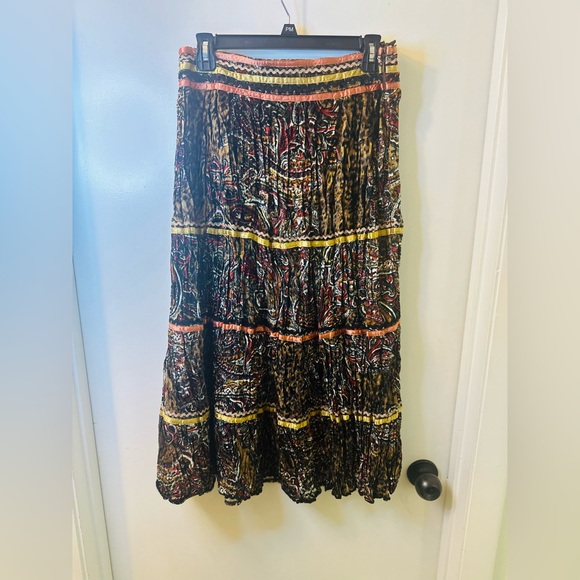 chandry | Skirts | Chandry Kc Boho Velvet Animal Print Midi Skirt Nwt ...